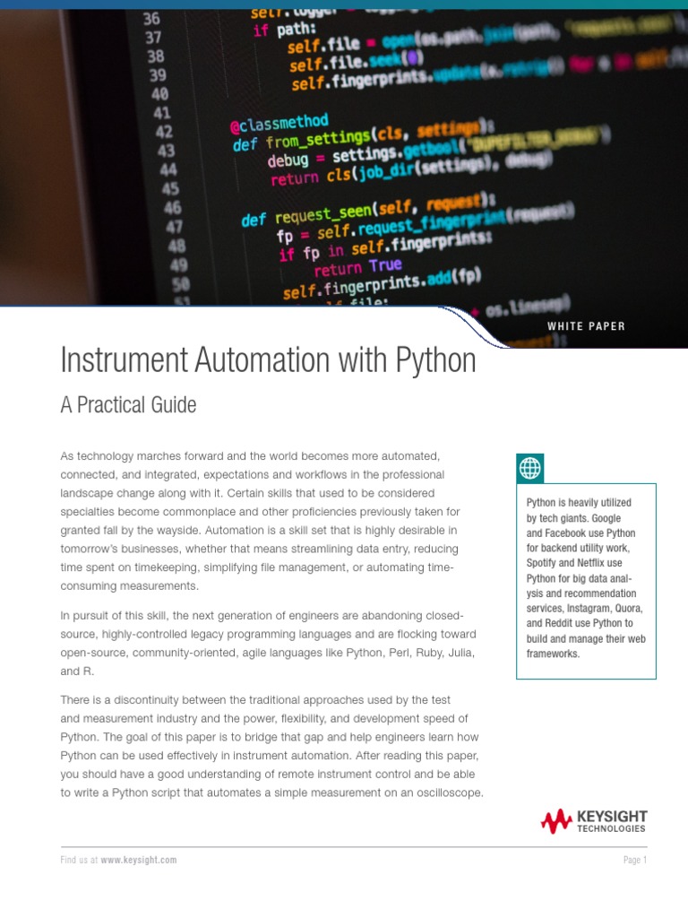 Instrument Automation With Python by Keysight 5992-4268 | Download Free PDF | Python ...