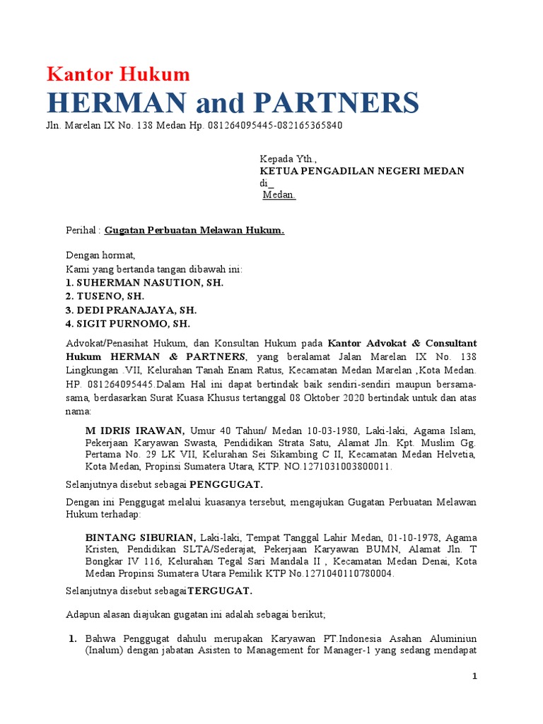 Gugatan PMH Wawan | PDF