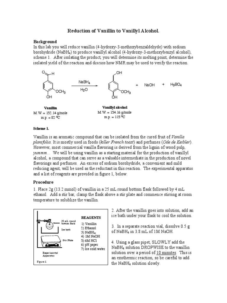 Reduction of Vanillin to Vanillyl Alcohol | PDF | Proton Nuclear ...