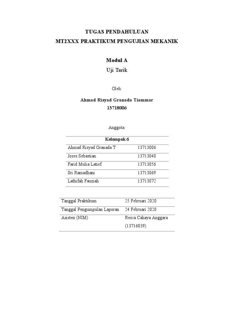 Uji Tarik dan Patah Getas Material Ulet | PDF