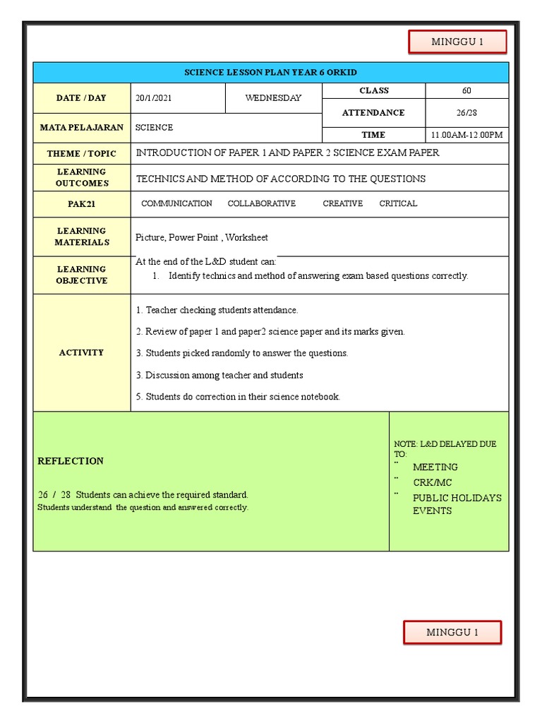 Science Lesson Plan Year 6 Orkid | PDF | Experiment | Educational ...