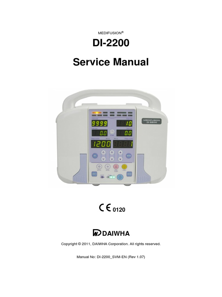 DI-2200 Service Manual: Daiwha | PDF | Intravenous Therapy | Flow ...