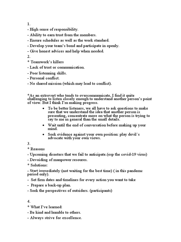 High Sense of Responsibility | PDF | Career & Growth | Self-Improvement