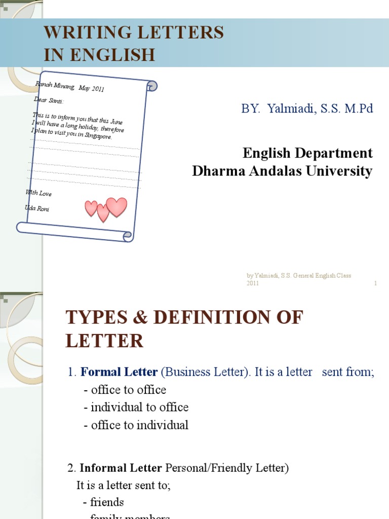 Writing Letters in English: English Department Dharma Andalas ...