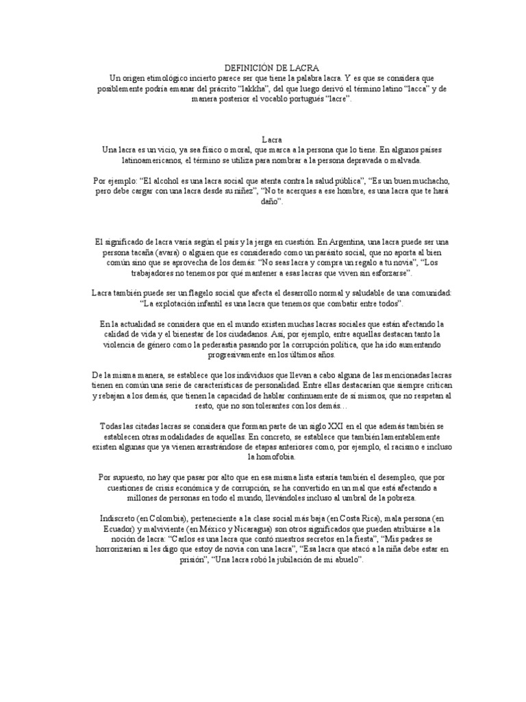 Definición de Lacra | Descargar gratis PDF | Science | Ciencia y Tecnología