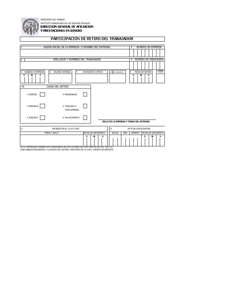 Instrucciones para la Forma 14-03 IVSS | PDF