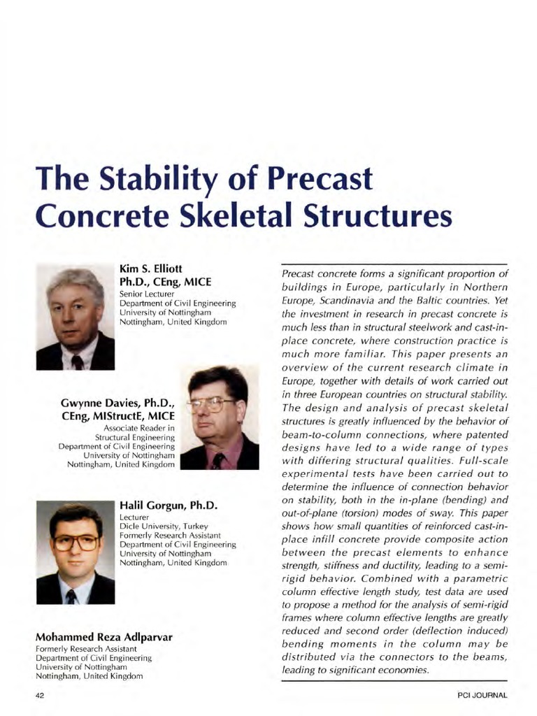 5022 - KIM S. ELLIOTT - The Stability of Precast Concrete Skeletal Structures | PDF | Precast ...