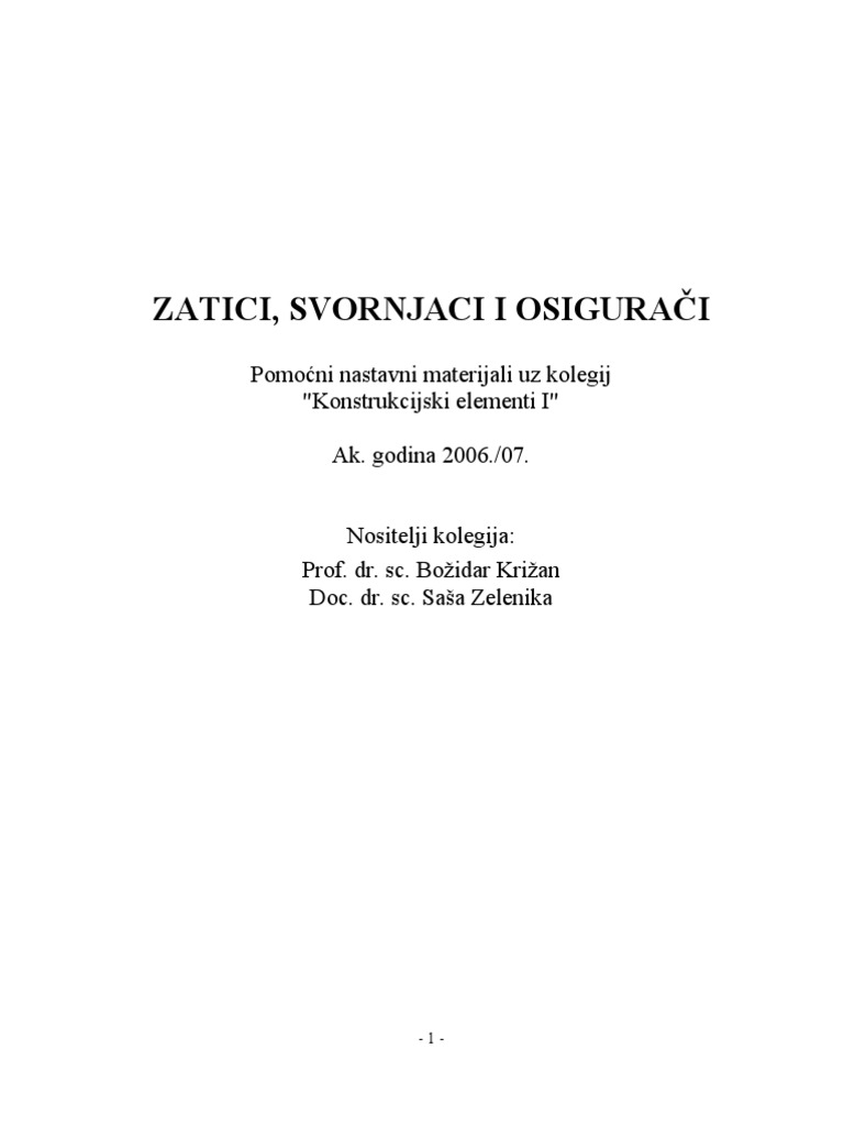 Zatici, Svornjaci, Osigurači | PDF