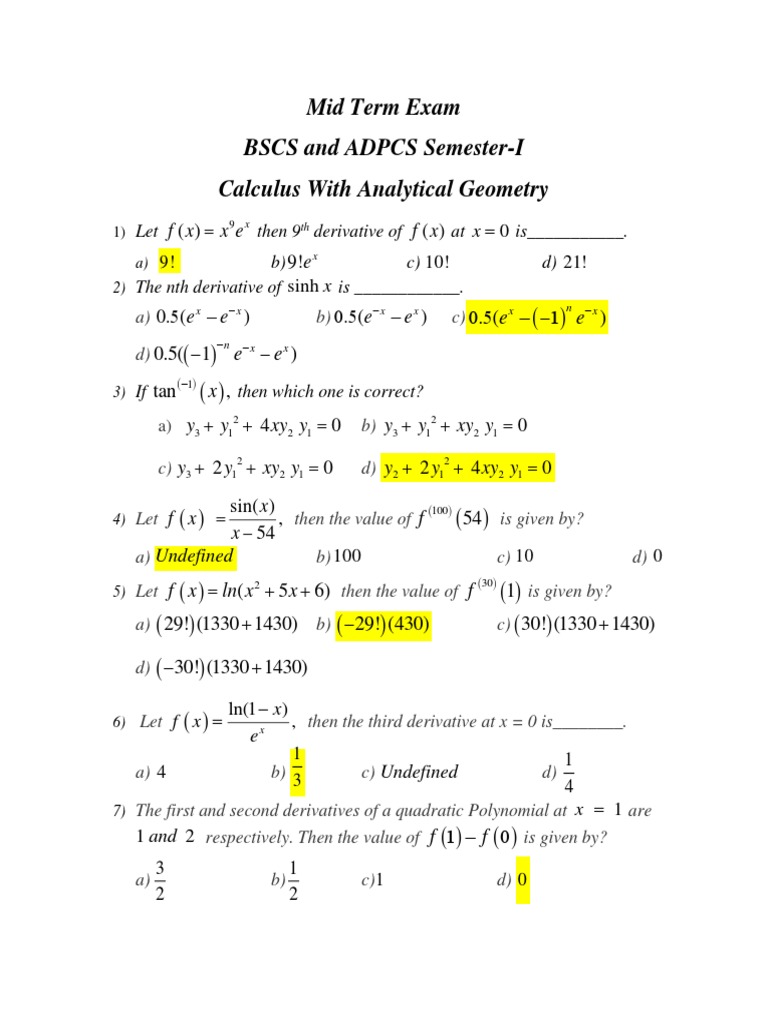 Calculas MCQ'S | Download Free PDF | Mathematical Logic | Calculus