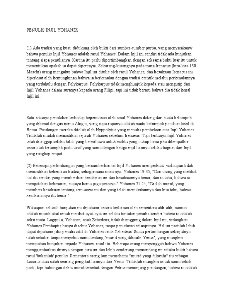Penulis Injil Yohanes | PDF | Agama & Spiritualitas | Klasik