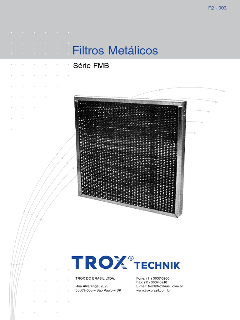 Filtro de Ar Externo - Trox | PDF | Engenharia Química | Materiais
