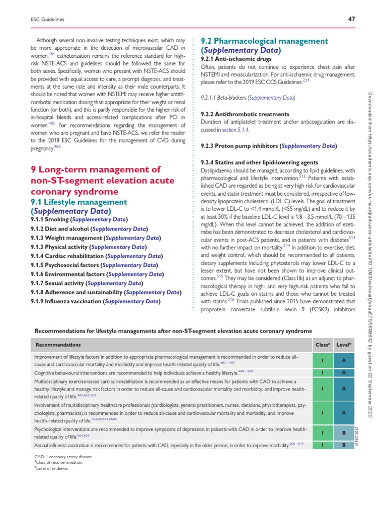 2020 ESC Guidelines For The Management of Acute Coronary Syndromes in ...