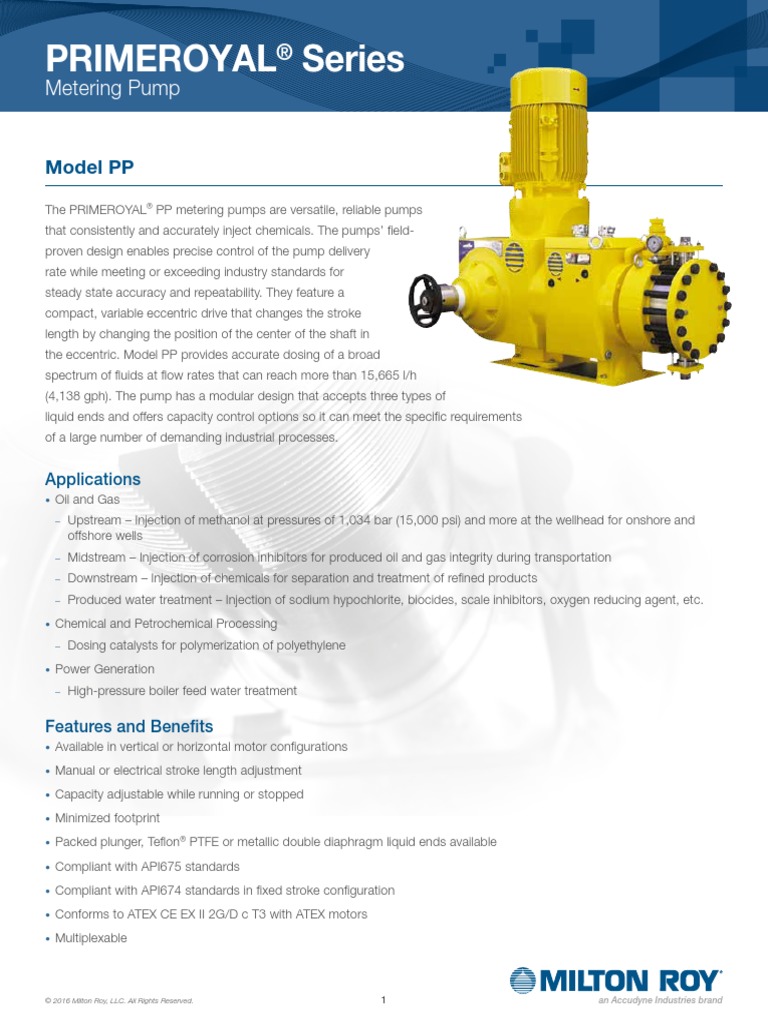 Primeroyal Series: Metering Pump | PDF | Pump | Flow Measurement