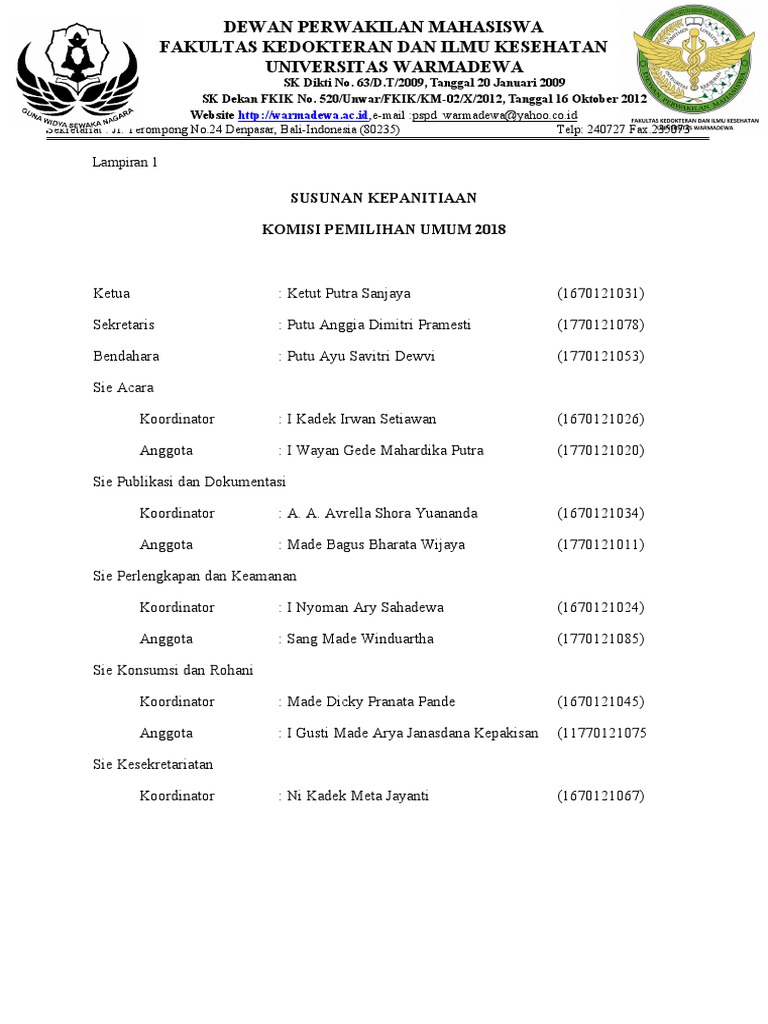 Lampiran 1 Susunan Kepanitiaan | PDF