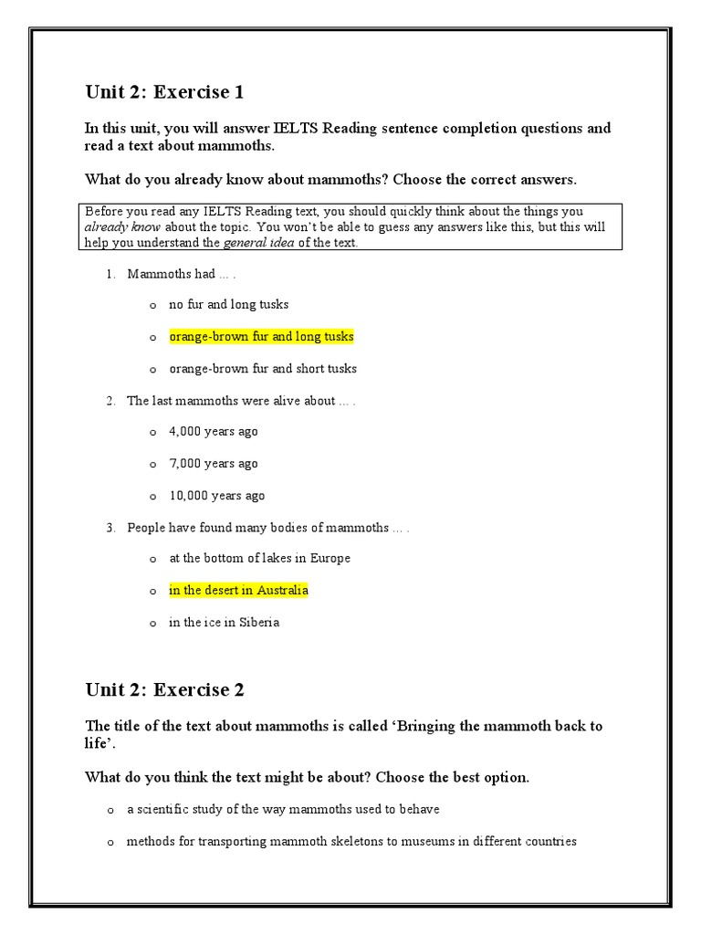 Unit 2: Exercise 1: Already Know About The Topic. You Won't Be Able To Guess Any Answers Like ...