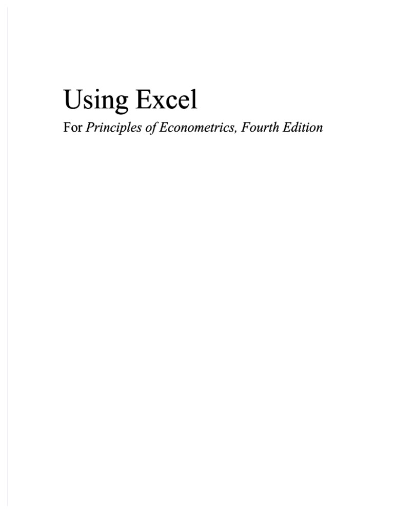 Using Excel For Principles-Of-Econometrics | PDF | Regression Analysis | Least Squares