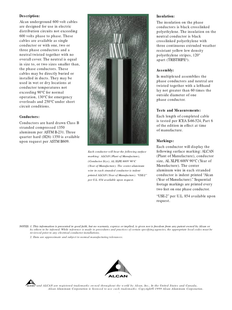 Alcan Aluminum | PDF | Electrical Conductor | Insulator (Electricity)