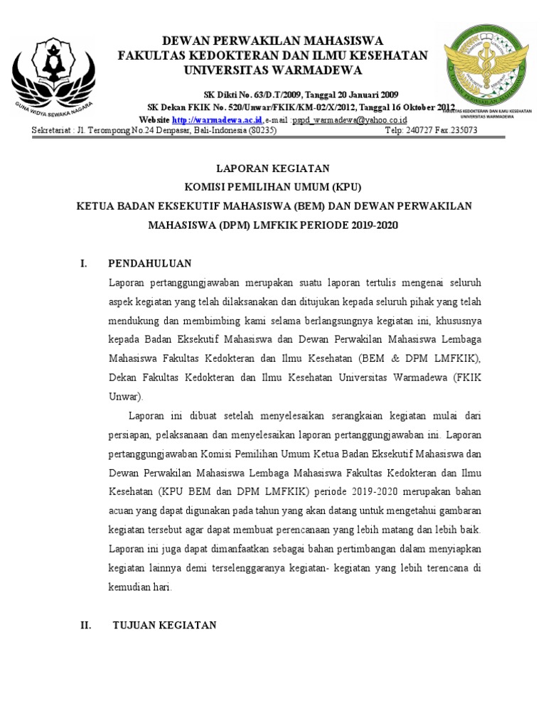 LAPORAN KEGIATAN KPU Revisi BEM | PDF