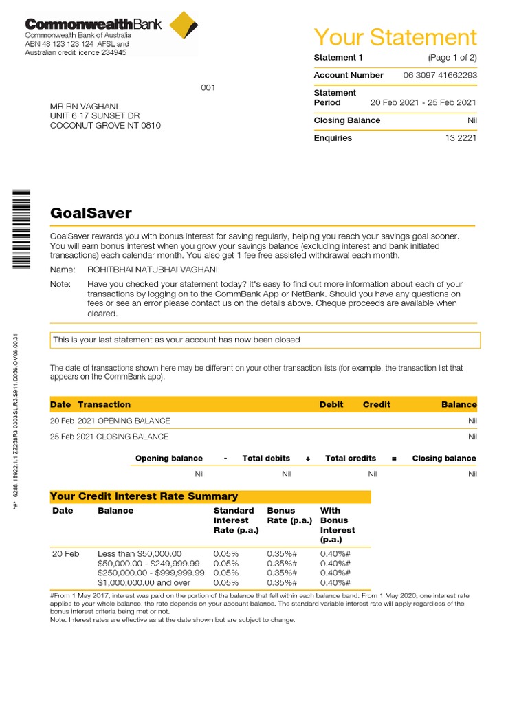 Statement 20210225 | PDF | Debit Card | Interest