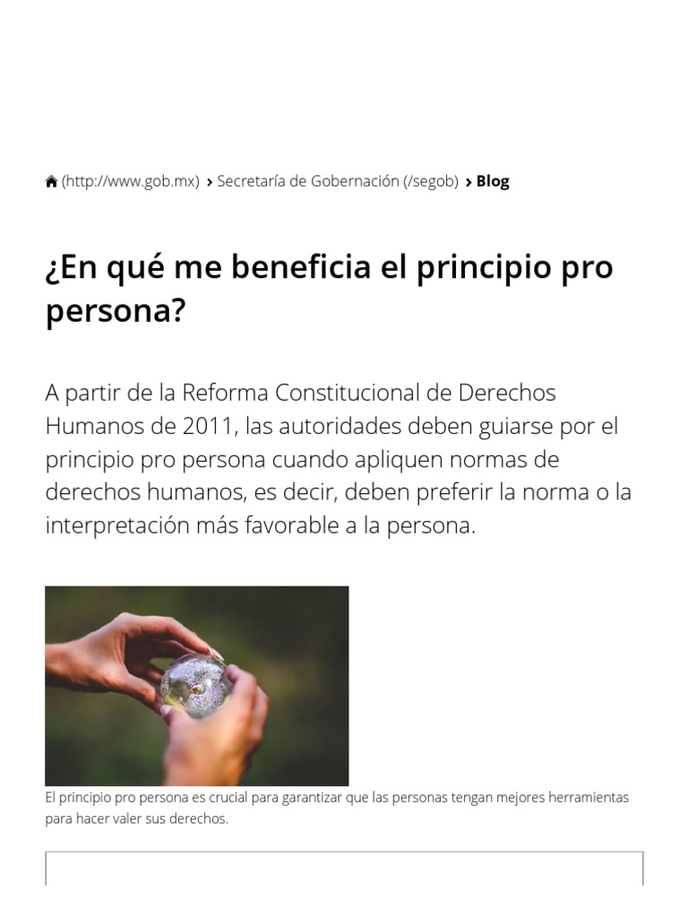 ¿En Qué Me Beneficia El Principio Pro Persona - Secretaría de ...