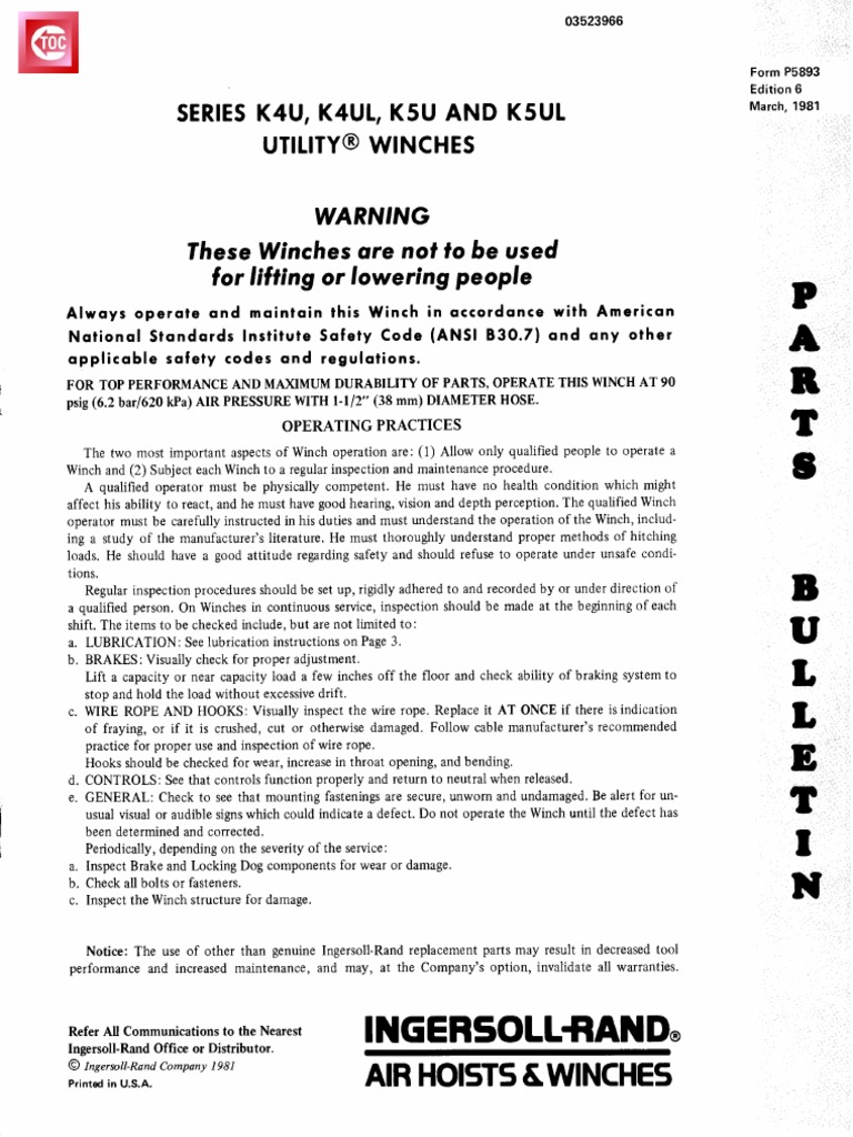 Ingersoll Rand K4U K4UL K5U K5UL Manual | PDF