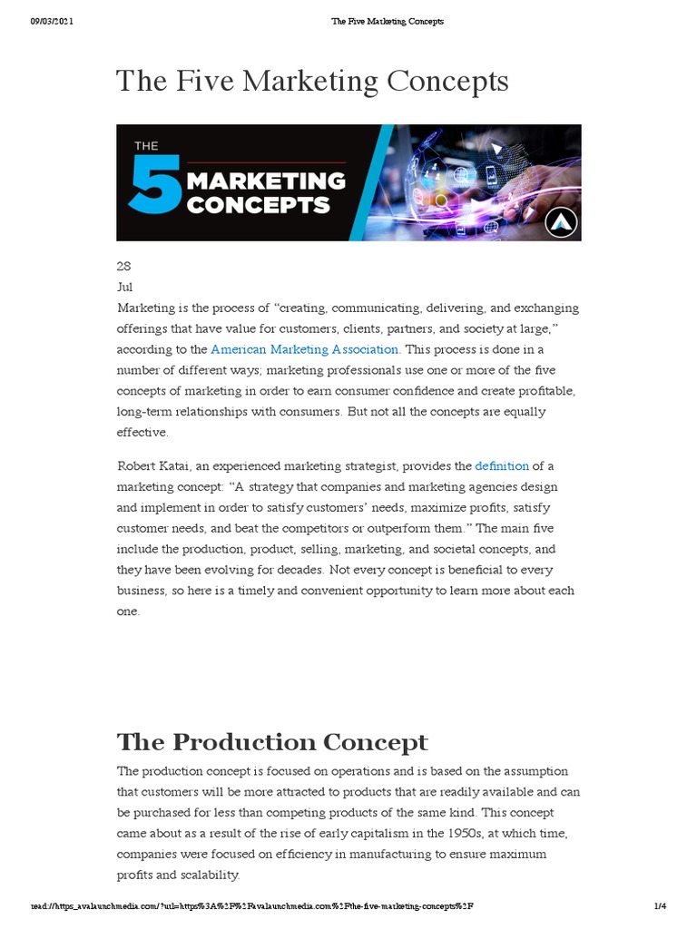 The Five Marketing Concepts | PDF | Target Audience | Marketing