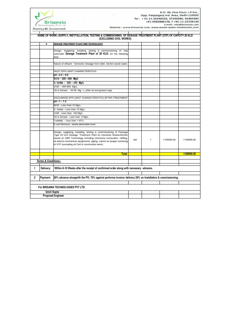 STP Quotation 20 KLD - SBR | PDF