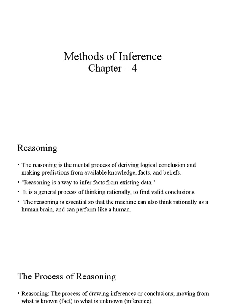 Methods of Inference: Chapter - 4 | PDF | Deductive Reasoning | Reason