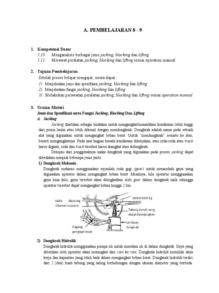Materi Jacking, Blocking, Dan Lifting | PDF