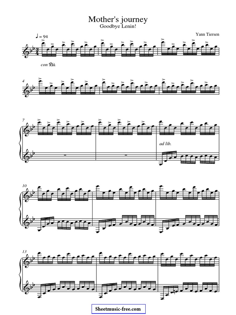 Mothers Journey Sheet Music Yann Tiersen (SheetMusic Free - Com) | PDF