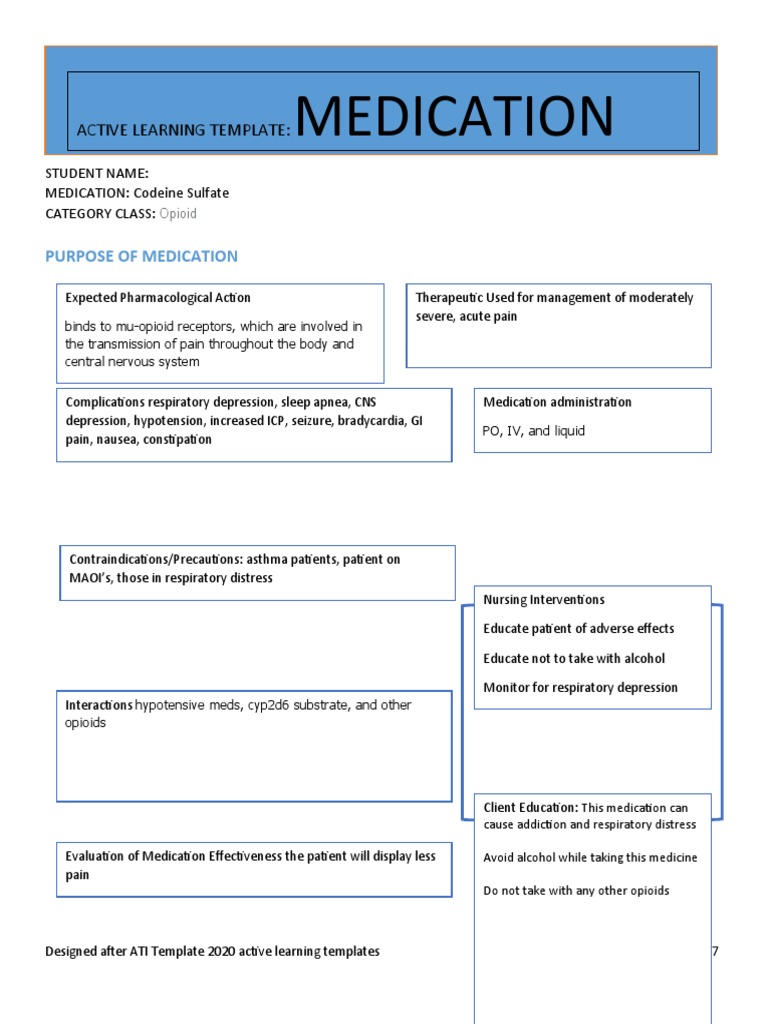 Ati Medication Template Codeine | PDF