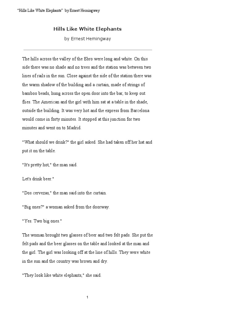 Hills Like White Elephants | PDF | Beverages