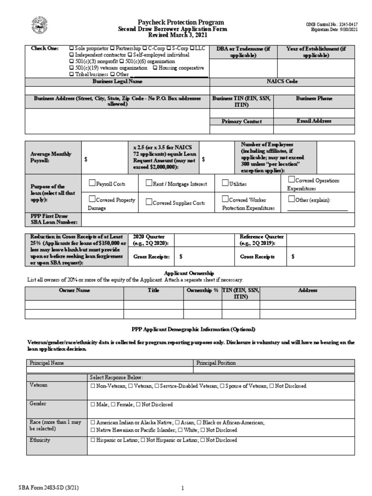 Borrower Application 2483-SD Revised | PDF | Payroll | Irs Tax Forms