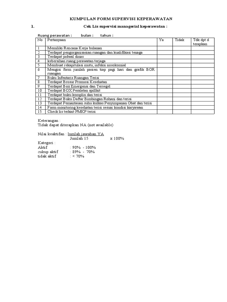 Kumpulan Form Supervisi Keperawatan | PDF