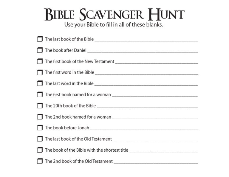 Bible Scavenger Hunt Worksheet | PDF | Religion & Spirituality