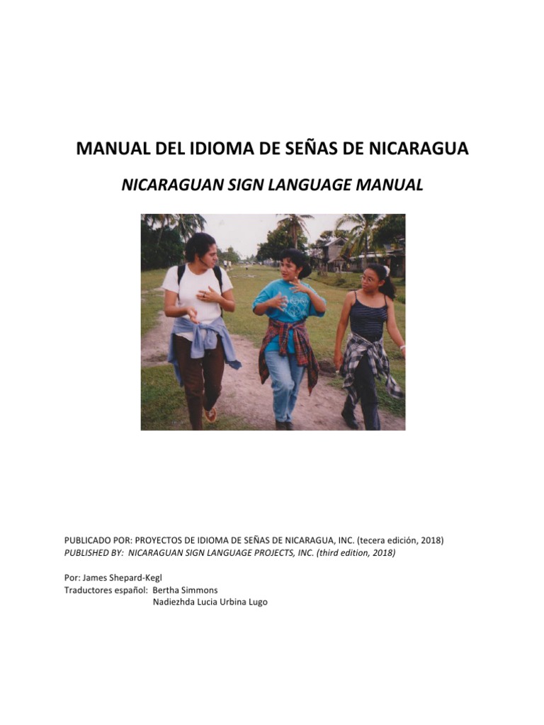 Sw1269 NI Nicaraguan Sign Language Manual 3rd Edition 2018 Kegl NSLP ...