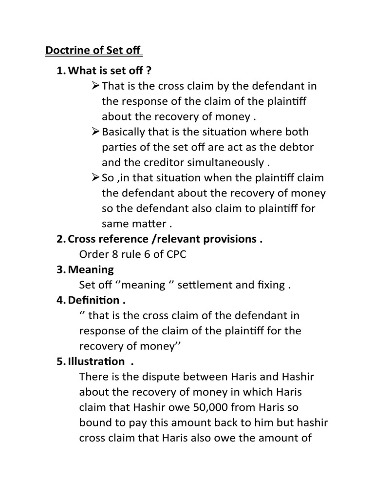 Doctrine of Set Off | PDF