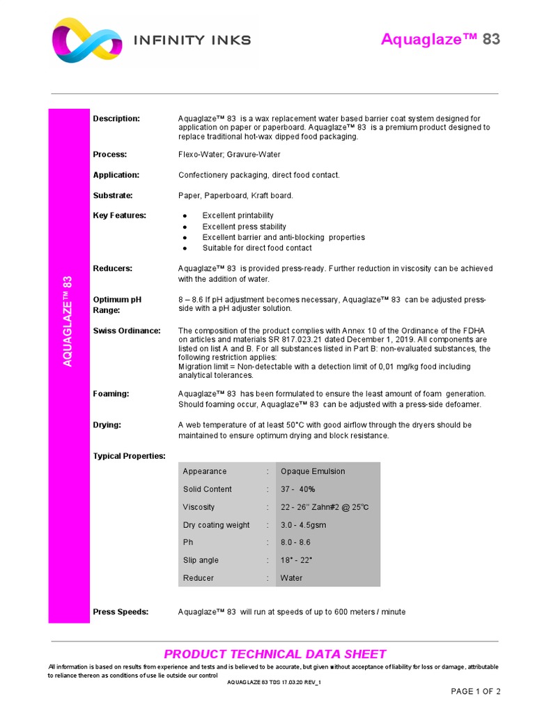 Aquaglaze™: Product Technical Data Sheet | PDF | Viscosity | Paper