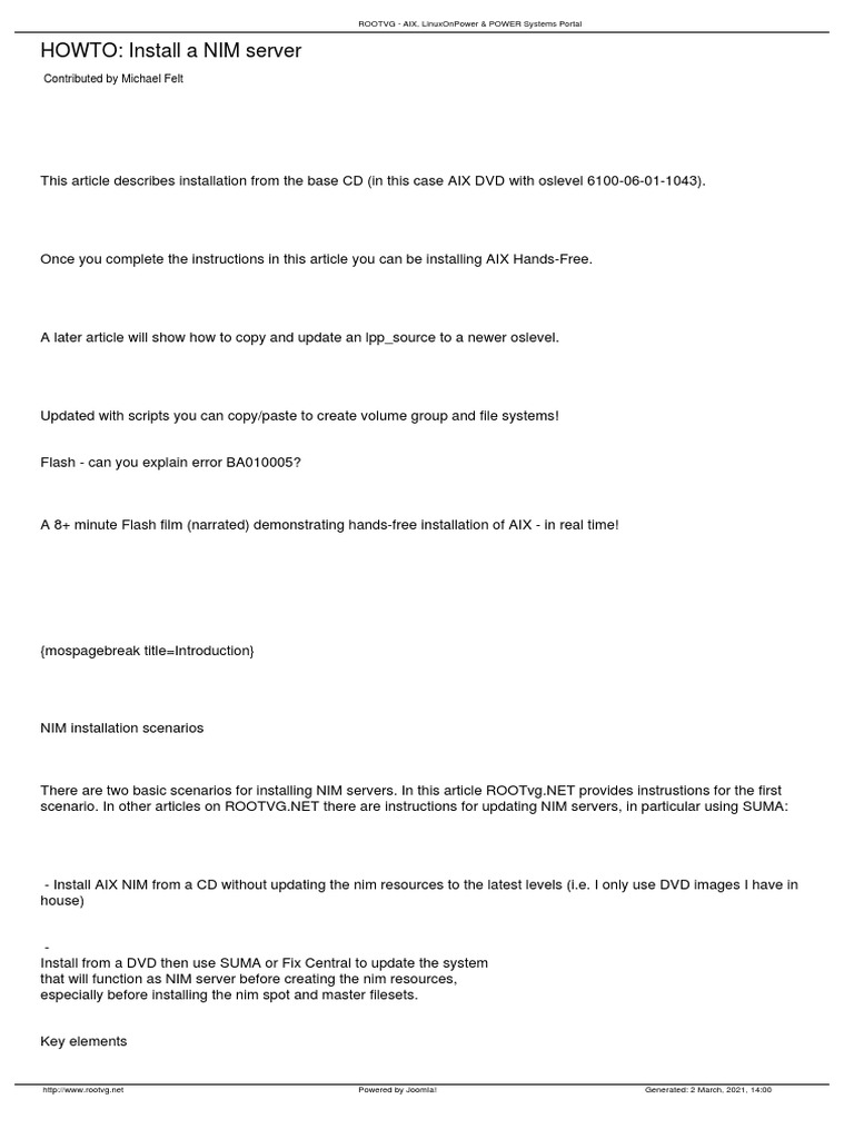 HOWTO Install A NIM Server | PDF | Domain Name System | Ip Address