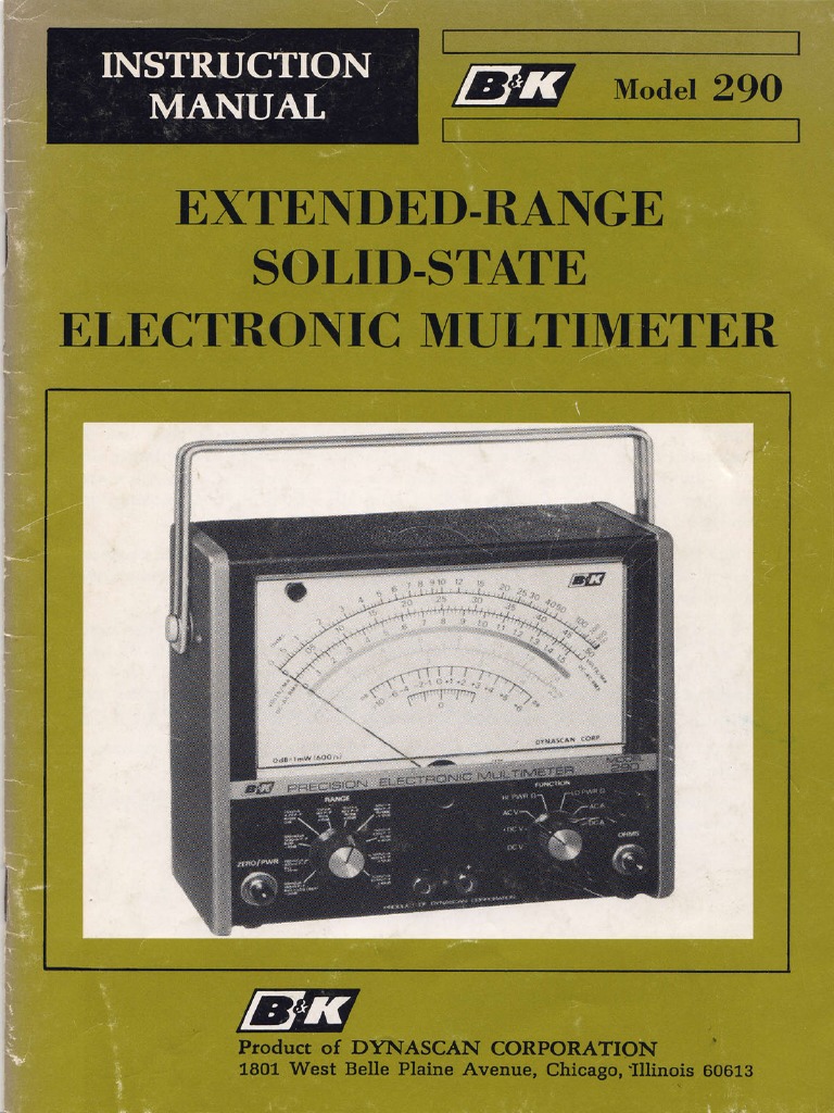 B&K Model 290 Manual | PDF | Electricity | Electromagnetism