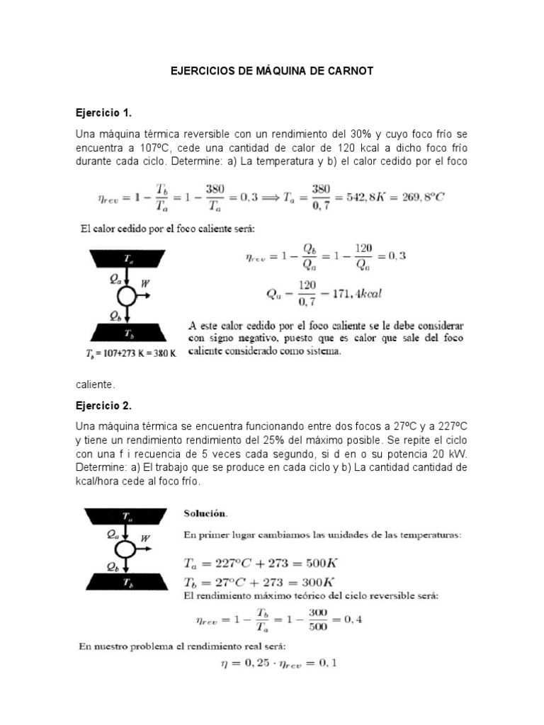 Ejercicios de Máquina de Carnot | PDF
