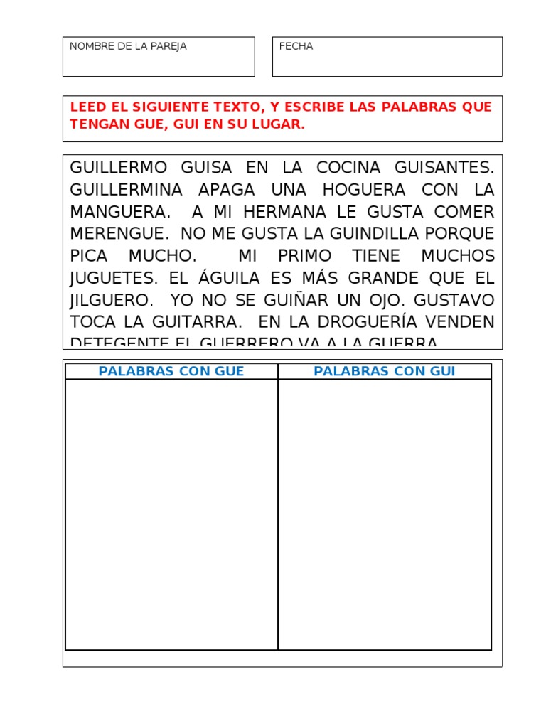 Palabras Gue, Gui | PDF
