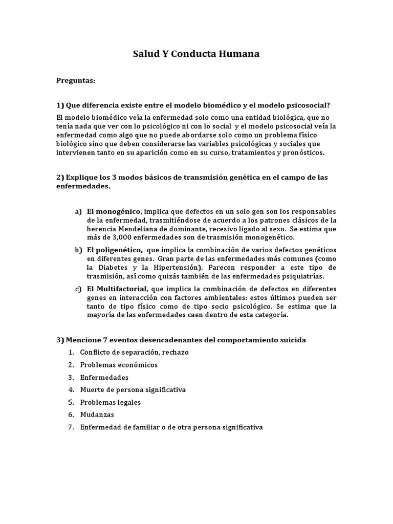 Tarea 1.1 de Salud y Conducta Humana | PDF