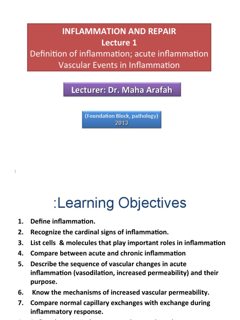 Inflammation and Repair: Definition of Inflammation Acute Inflammation ...
