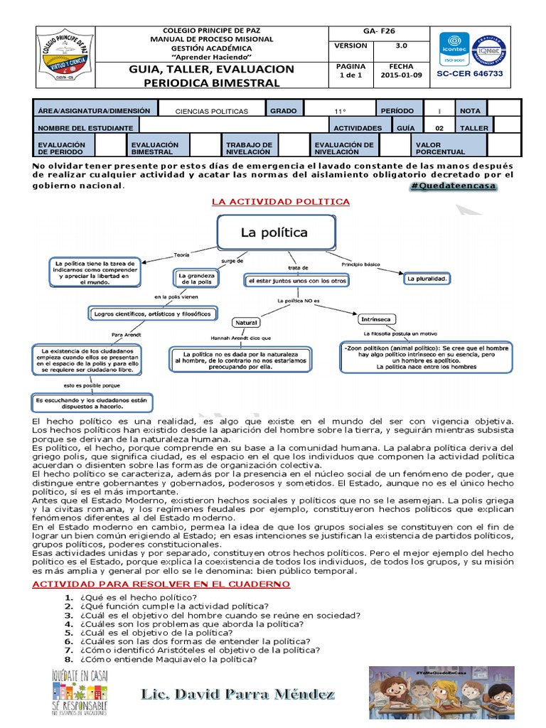 Guia 2 - La Actividad Politica | PDF | Estado (política) | Ciencias ...