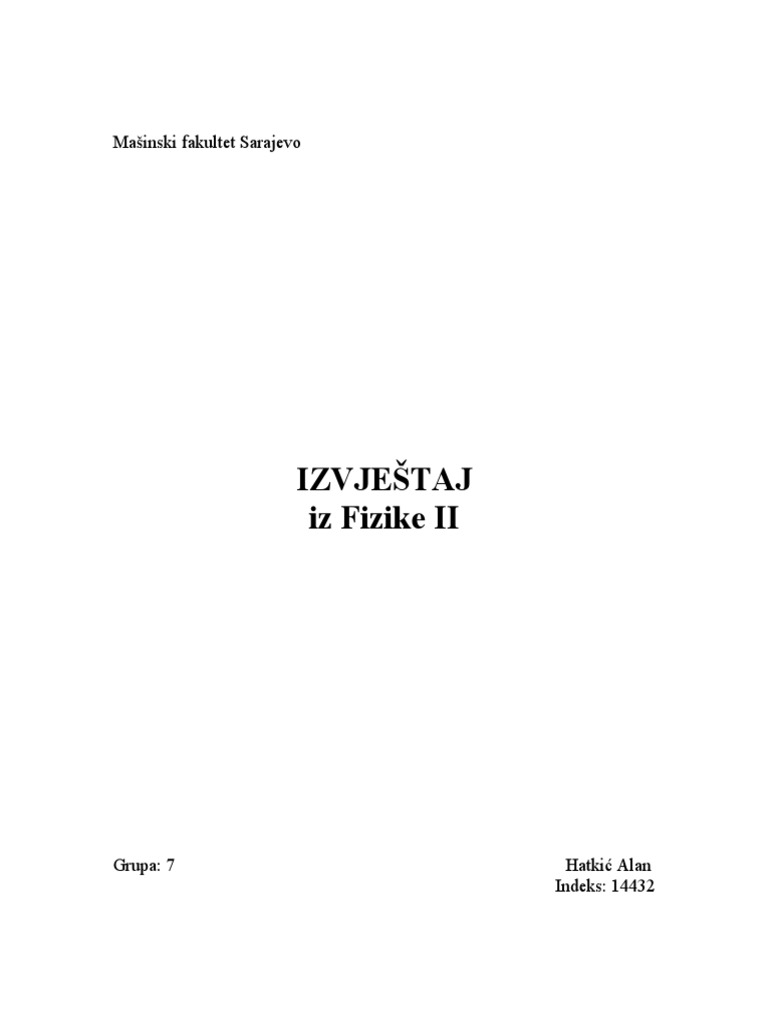 Fizika Vjezba 5 Izvjestaj | PDF
