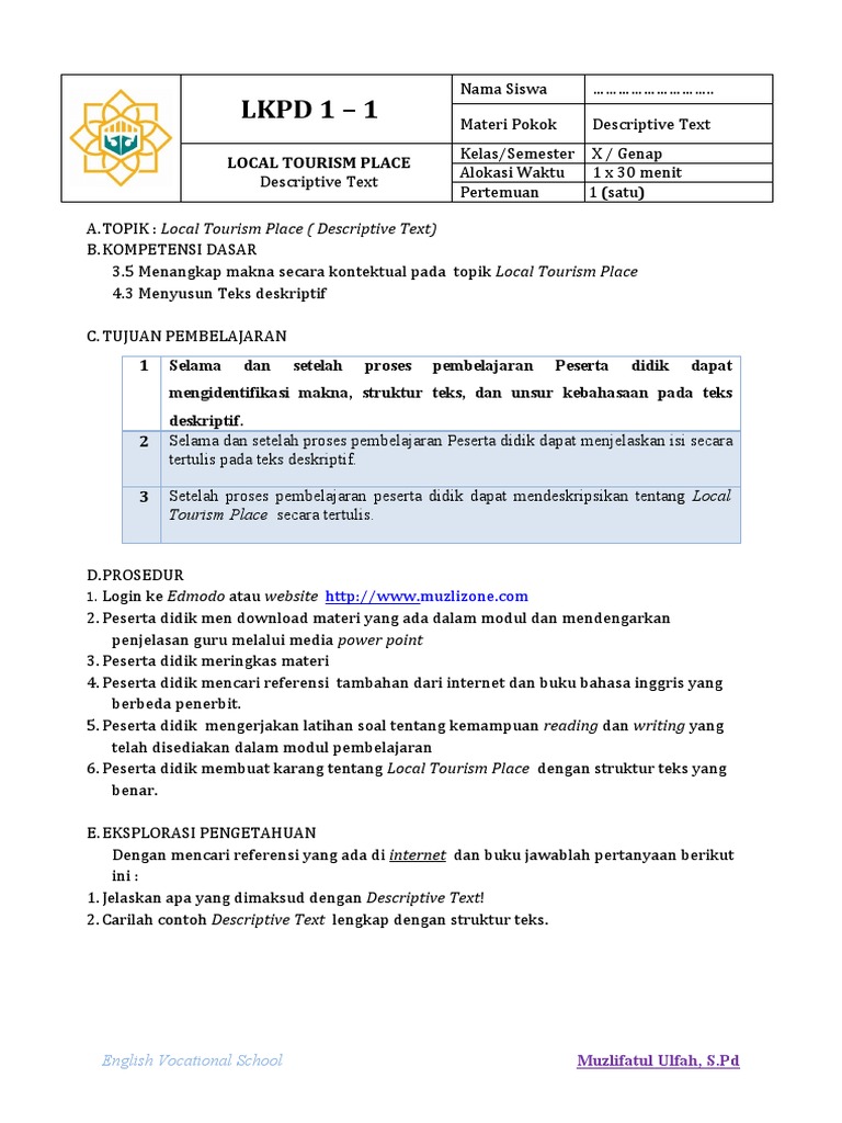 LKPD Descriptive Kelas X SMK | PDF