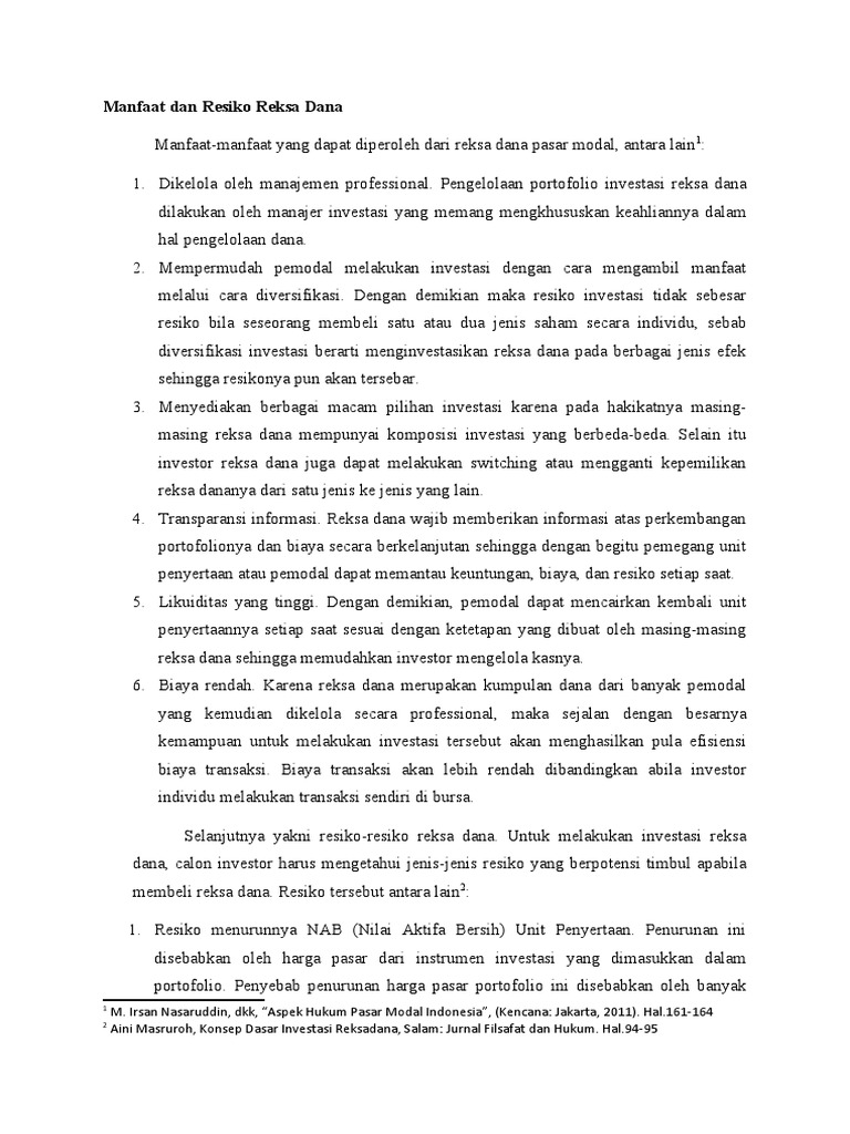 Manfaat dan Risiko Reksa Dana untuk Pemula | PDF