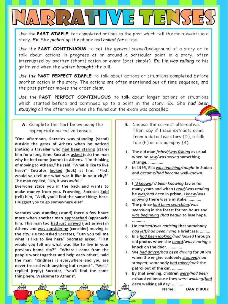 GRAMMAR 1 Narrative-Tenses | PDF