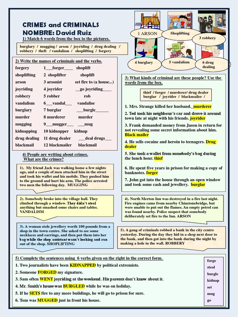 Crimes and Criminals Vocabulary Guide | PDF | Burglary | Arson
